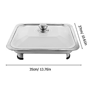 Metal Tray Chafing Dish Buffet Set Stainless Steel Rectangular Chafers with Cover Lid Buffet Server Food Warmer Catering Pan Hot Steam Table Tray Stainless Steel Griddle