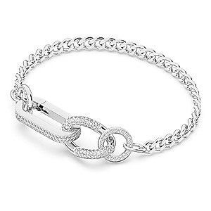 SWAROVSKI Dextera bracelet, Pavé, Mixed links, White, Rhodium plated