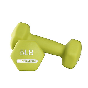 HolaHatha Neoprene Dumbbell Weights Set & Rack for Home Workout, 60 Lbs, Multicolor