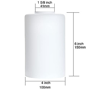 GoldSwift 3 Pack Frosted Opal White Glass Lamp Shade Replacement Globe & Covers for Light Fixtures, 6" Tall, 1-5/8 inch Fitter, Soft White Cylinder Glass Shade for Chandelier Pendant Wall Sconces