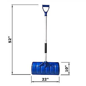 MTB Lightweight Snow Shovel Snow Pusher, Pack of 2 Sets, Blue, 52-in Long with Aluminum Handle and 22 inch x 10 inch Poly Blade