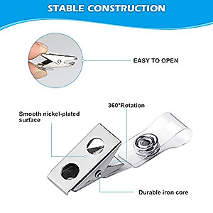 50 Sets Badge Holders and Metal Clips Clear Horizontal Name Tag ID Card Holder with Clip Waterproof ID Badge Holder with Metal Clips