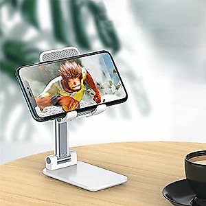 ChashenHa-Cell Phone Stand，Desktop Phone Stand ，Portable Folding Phone Stand, Foldable and Angle-Adjustable Height-elevating Holder, Suitable for All Smartphones and iPhones，（White）-2