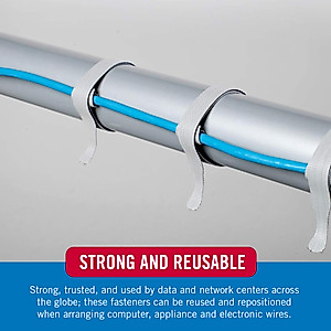 VELCRO Brand ONE-WRAP Cable Ties, 100Pk, 8 x 1/2" Black Cord Organization Straps, Thin Pre-Cut Design, Wire Management for Organizing Home, Office and Data Centers