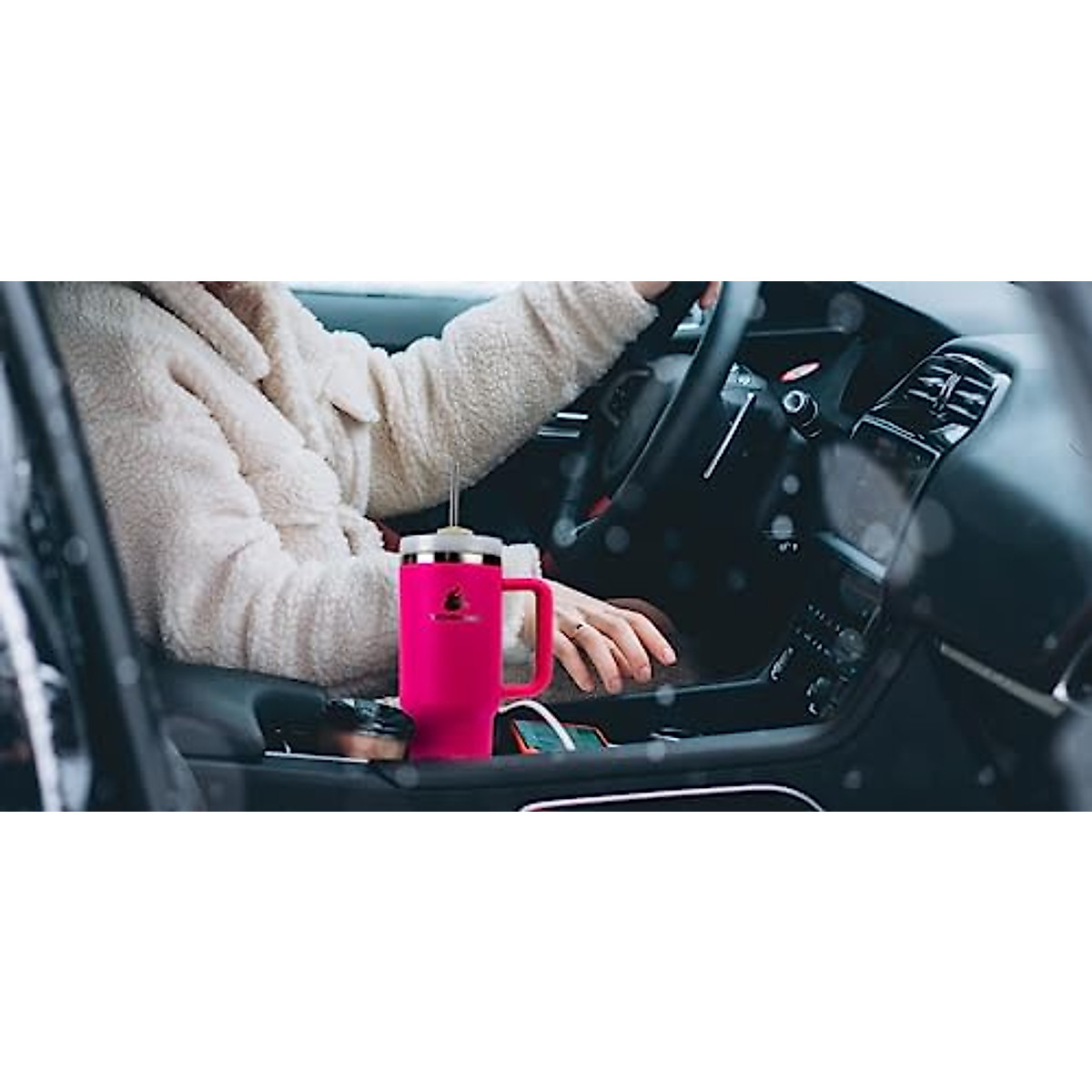 MONOHYDRO 40 oz Tumbler with Handle and Straw - tumbler with straw Stainless Steel Insulated Cup -stainless steel straw, Eco-friendly Materials - maintain temperature - Christmas Gift - Pink