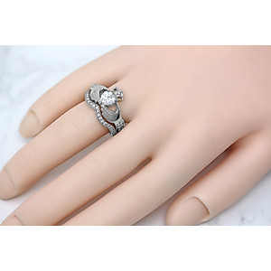 CaliRoseJewelry Sterling Silver Irish Claddagh Birthstone Ring Set July (Size 6)
