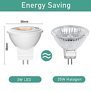 Aluxcia 3W MR11 GU4.0 LED Light Bulbs 12V, G4/GU4/GZ4 Bi-Pin Base LED Spotlight 35W MR11 GU4 Halogen Replacement for Track, Landscape, Cabinet, Recessed Lighting Warm White 3000K, 2-Pack…