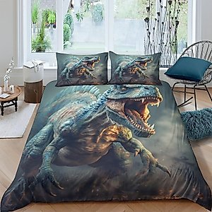 EVMILA Dinosaur Comforter Covers Duvet Cover Quilt Cover 3D Print Beasts for Teens and Adults with Pillow Cases with Zipper Closure Soft Microfiber Bedding Set 3 Pieces Full（203x228cm）, Style-10
