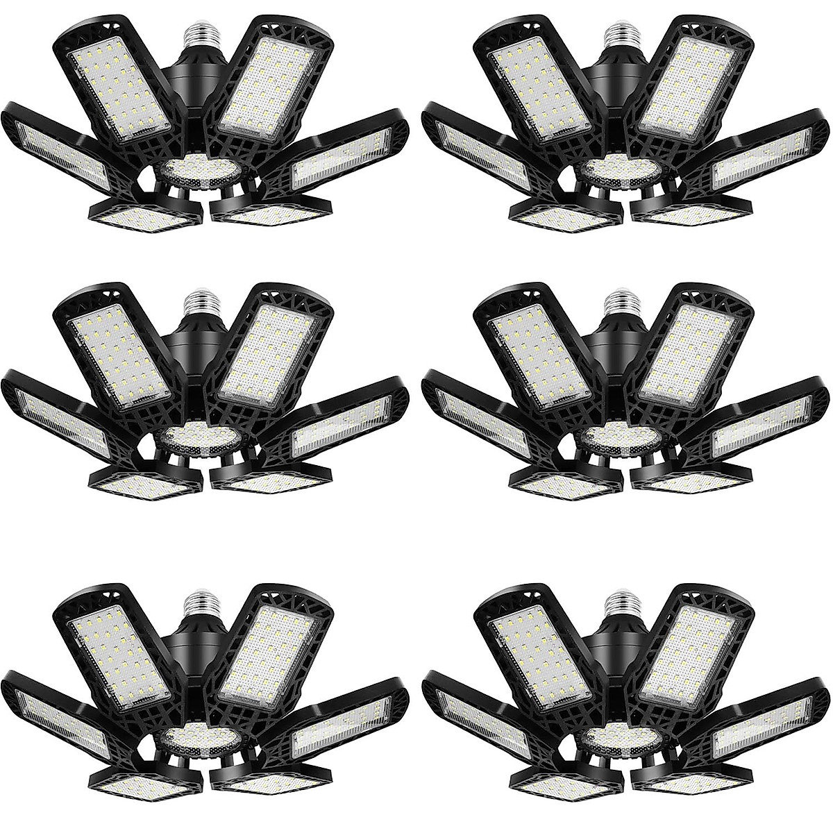 KsDhewi LED Garage Light 200W 22000LM 6500K Garage Light with 6+1 Panel Deformable Garage Lights Ceiling Led, LED Garage Lights for Garage Workshop Bay Attic Basement (6 Pack)