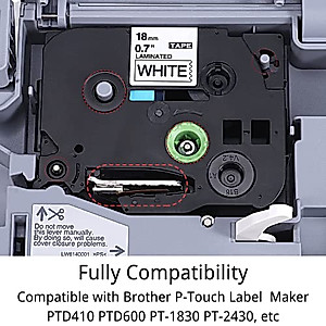 TZ Tape 18mm 0.7 Laminated White Replacement for Brother TZe-241 TZe241 P-Touch Label Tape Work with Brother Label Maker PTD600 PT-D610BT PT-D410 PTD400 PT-1830 PT-2430, 3/4 Inch x 26.2 Feet, 4-Pack