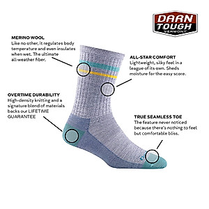 Darn Tough Women's Letterman Crew Lightweight Lifestyle Sock (Style 6064) - Light Denim, Medium
