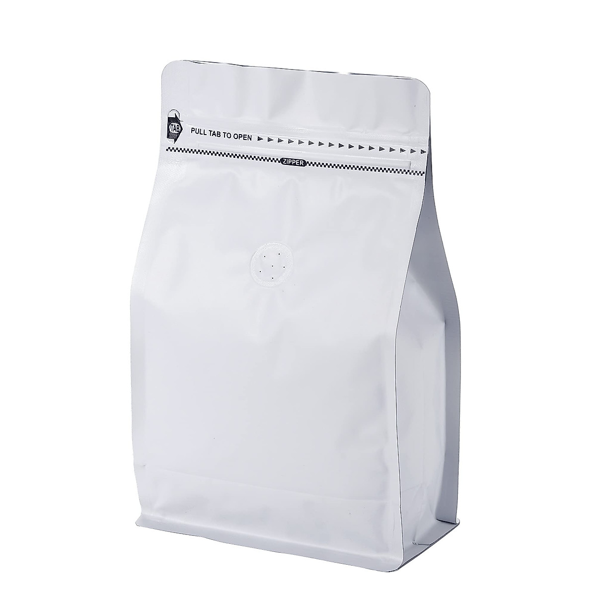 50 Count 8 Ounce Matt White Aluminum Foil Coffee Bags, Stand Up/Flat Bottom Side Gusset Coffee Pouches with Air Release Valve and Reusable Side Zipper (50, 8OZ, 0.5LB, 250G)