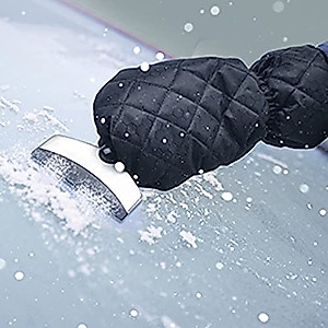 LATTCURE Ice Scraper with Glove, Glove Snow Scraper Windshield Scraper Mitt Car Scraper Mitt, Snow Scrapers for Cars with Waterproof Glove Lined of Thick Fleece Snow Removal Supplies