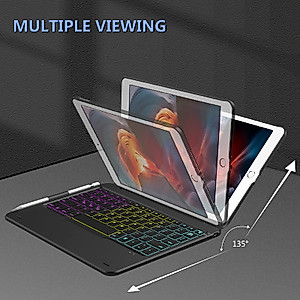 FINTIE Keyboard Case for iPad 10.2 inch 9th / 8th / 7th Generation (2021/2020 / 2019), 7 Color Backlit Wireless Bluetooth Keyboard, Magnetically Detachable Cover, Auto Sleep Wake, Black