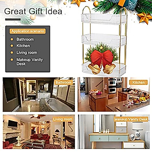 Bathroom Organizer Countertop, Vanity Organizer Trays for Bathroom Counter, Bathroom Tray Counter Organizer, Plastic Tray Stand for Perfume, Makeup, Skincare(Clear, 3 Tiers)