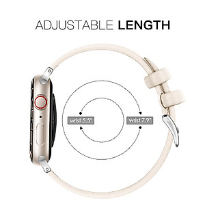 Eyamumo Genuine Leather Sport Loop Watch Band for Apple Watch 38mm 40mm 41mm Series 9 8 7 6 5 4 3 2 1, Unisex