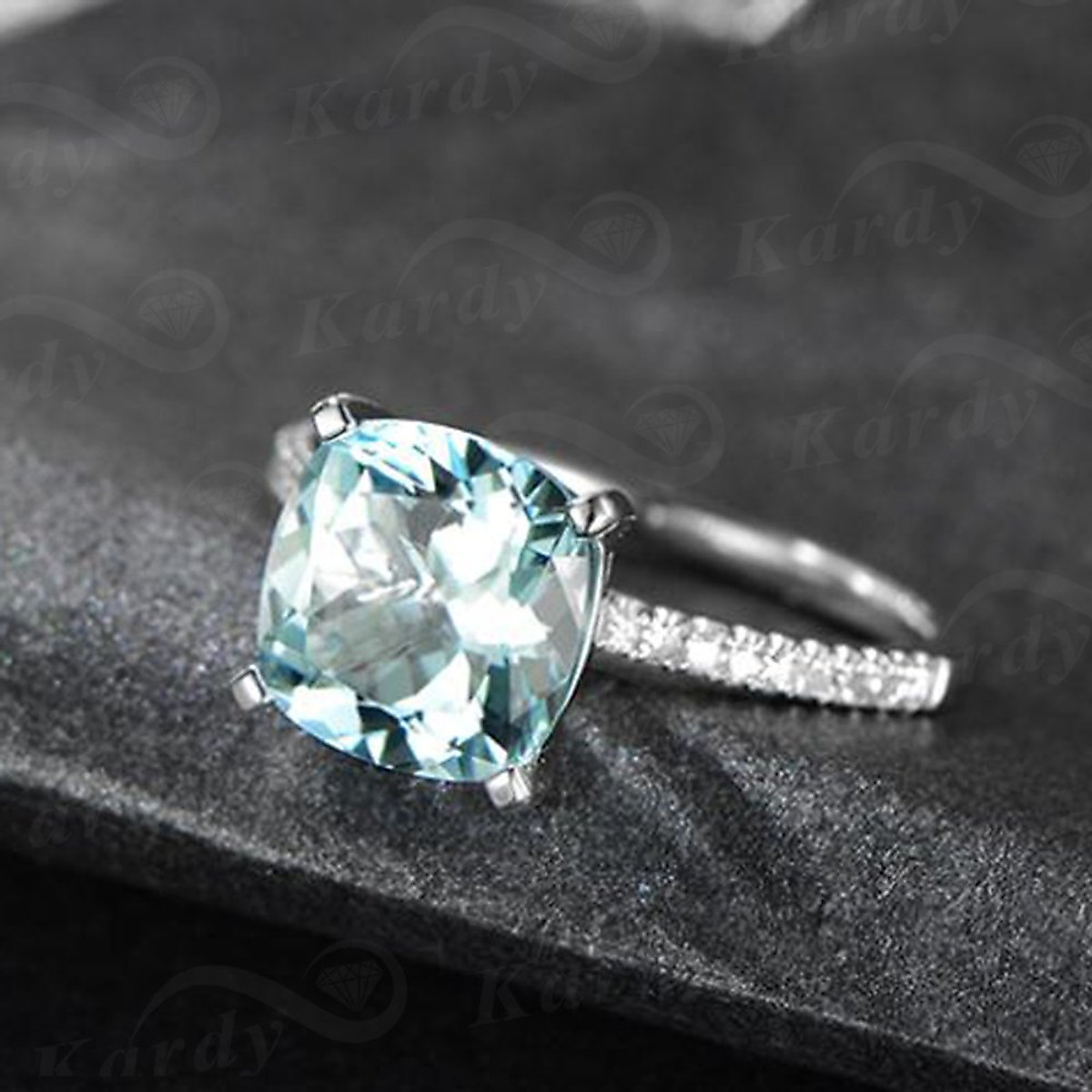 Promise Gemstone natural Aquamarine 14K White Gold Inlay 0.15ct Diamond in South Africa Wedding Engagement Ring For Women