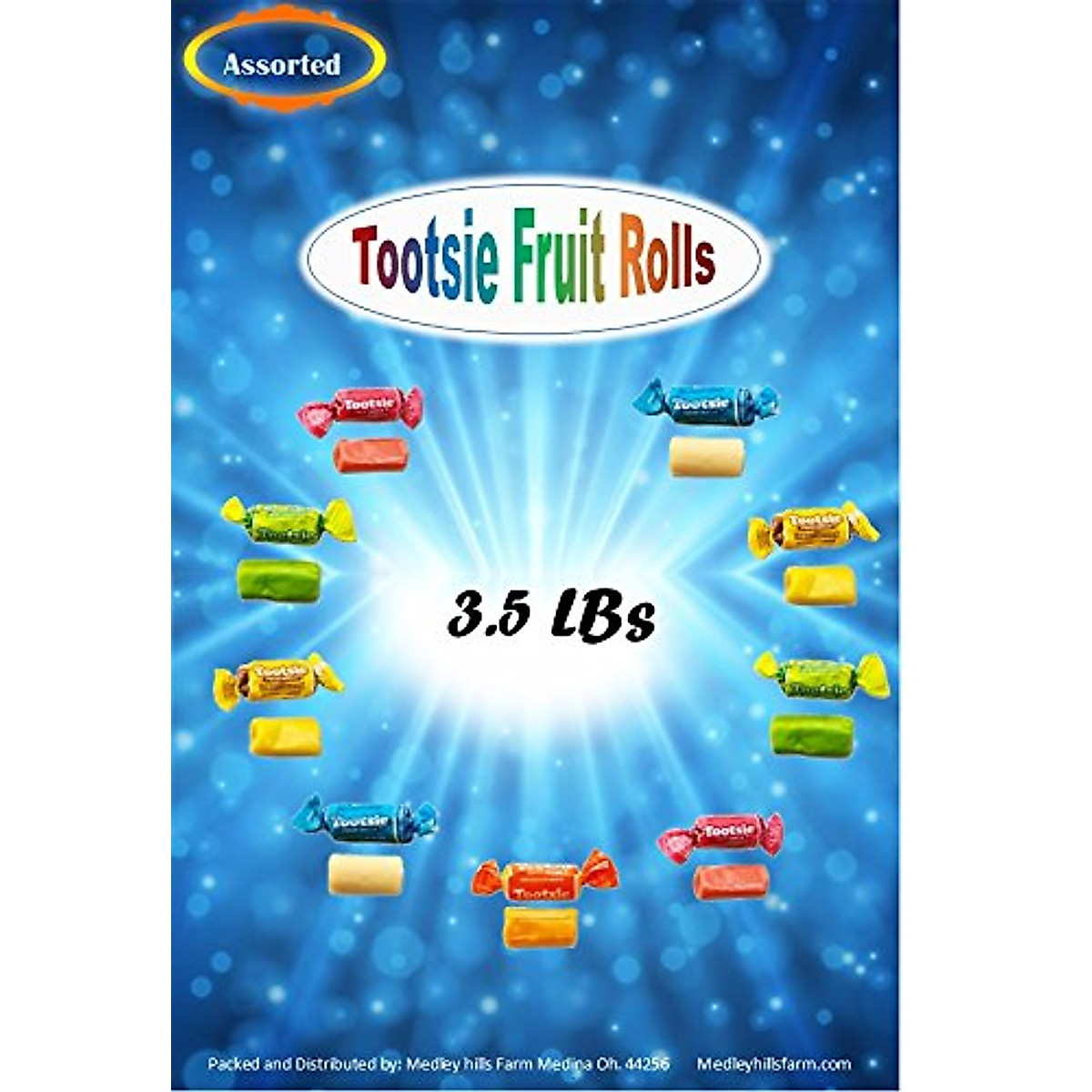Tootsie Rolls Fruit Chews Assorted Flavors | Chewy Bulk candy individually wrapped | Mixed Fruity Flavored variety Cherry, Lemon, Lime, Orange and Vanilla | 3.5 Lbs
