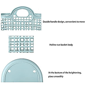 rejomiik Portable Shower Caddy Basket, Plastic Storage Soft Carry Tote with Handles Drainage Organizer Toiletry Bag Box for Bathroom, College Dorm Room Essentials, Kitchen, Camp, Gym - Blue