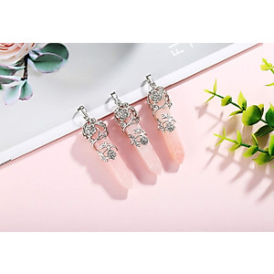 XIANNVXI Rose Quartz Necklace Pink Necklace Mothers Day Gifts Crystal Necklaces for Women Healing Crystal Necklaces Flower Pendant Spiritual Jewelry