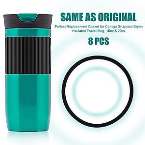 8pcs Replacement Rubber Lid Seals Compatible with Contigo Snapseal Byron 16 & 20 oz Travel Mug, Leak-Proof Seals Lid Gaskets Replacement for Contigo Mugs (Black)