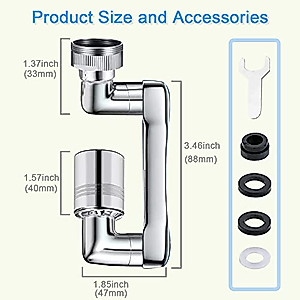 1080° Rotating Faucet Aerator Extender, Upgrade 2 Kinds of Water Outlet Modes Swivel Faucet Attachment and the Whole Is Made of Fine Copper, Suitable for Kitchens and Faucet Extender for Bathroom Sink