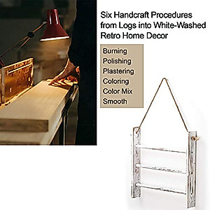 Ladder Hand Towel Rack for Bathroom, Blanket Ladders for The Living Room Hanging Blanket Ladder Rustic Decorative Ladder for Blankets Whitewashed Towel Ladder