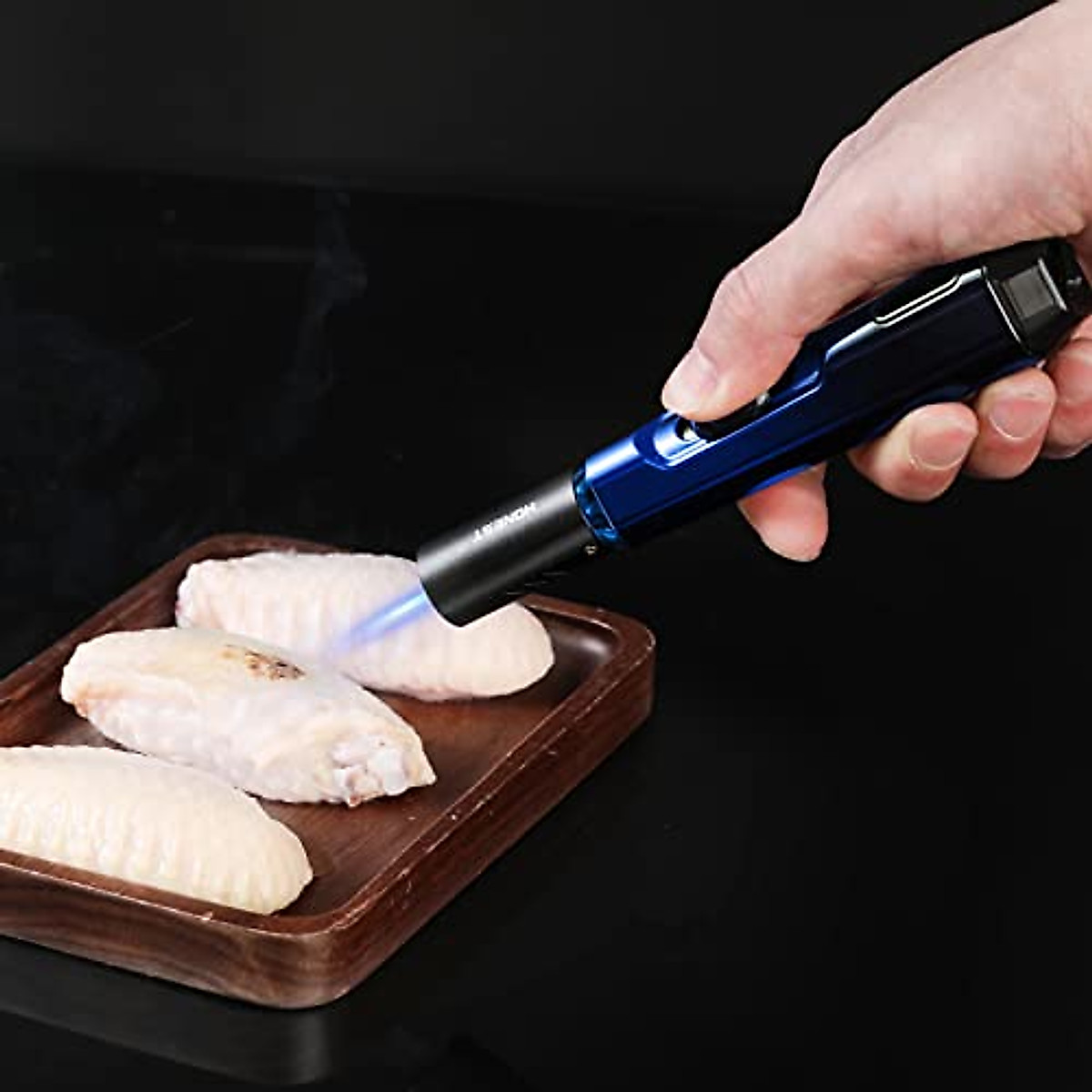 REDBANK Torch Lighter， Butane Lighters，Refillable Torch Lighter，Windproof Butane Refillable Gas Long Lighter (Butane Gas Not Included) (Blue-Long)