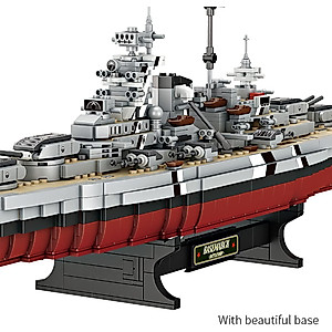 FULHOLPE Bismarck Class Battleship Building Blocks Set, MOC Military Warship Model Bricks Construction Toy Compatible with Major Brands - 2081 Pieces