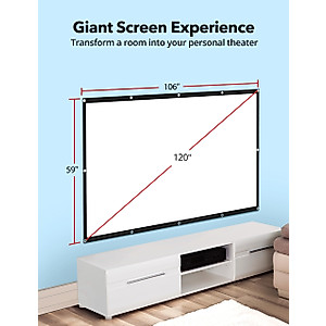 Projector Screen, HYZ 120 inch Portable Projector Screen Indoor Outdoor Projection Screen 16:9 4K HD Wrinkle-Free Foldable Movie Screen for Backyard, Double Sided Projection for Home Theater