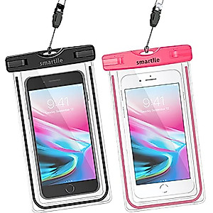 smartlle Universal Waterproof Phone Pouch Holder, Large Phone Waterproof Case Underwater Dry Bag for iPhone 13 12 11 Pro Max XR,XS, 8,7,6 Plus,SE, Galaxy S22/A/Note, LG,7”, Beach Water Pool -2 Pack