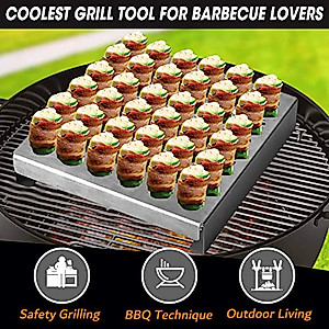 Silver Stainless Steel Jalapeno Poppers Grill Rack Large 36 Hole Pepper Roasting Rack Capacity Poppers Rack Great Taste for Your Barbecue and Oven Best Unique BBQ Rack Gift for Family or Cooker