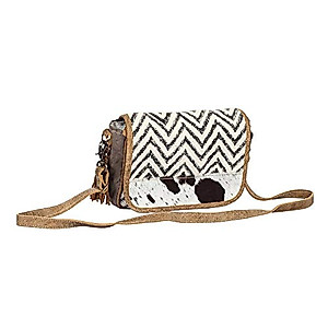 Myra Bag Artistic Upcycled Canvas & Cowhide Shoulder Bag S-1351