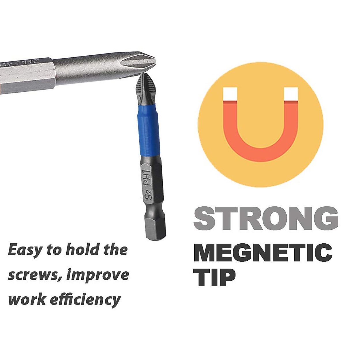 VESTTIO Anti Slip Phillips Cross Slot Pozidriv Screwdriver Bit Set 12PCS 1/4 Inch Hex Shank 2 Inch/50 mm Length S2 Steel with Magnetic for Power Screwdriver Drill Impact Driver Tool Accessory