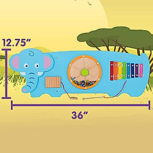 SPARK & WOW Elephant Activity Wall Panel - 18m+ - Toddler Activity Center - Wall-Mounted Toy - Busy Board Decor for Bedrooms, Daycares and Play Areas