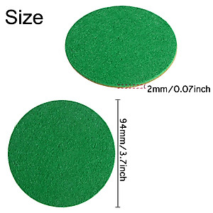 Gejoy 94 mm Hockey Paddle Pads Self Adhesive Replacement Hockey Mallet Felt Pads Green Felt Sticker for 96 mm Hockey Pushers