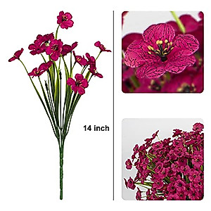 LANKAMO 15 Bundles Artificial Flowers Fake Silk Flowers Outdoor UV Resistant Faux Flowers Plastic Fabric Greenery Plants for Hanging Planter Kitchen Home Office Wedding Garden Decoration(Fuchsia)
