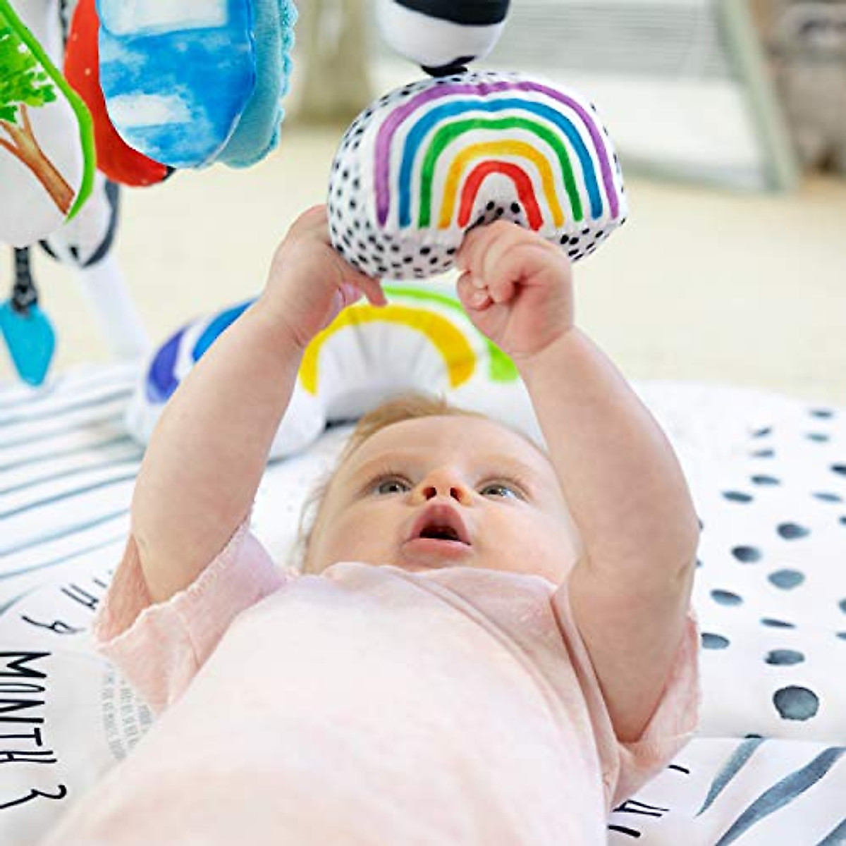 Sassy Stages STEM Developmental Play Gym, Sensory Tummy Time Activity Play Mat w/Built-in Instructions, Ultra Plush & Machine Washable Playmat for Babies & Toddlers