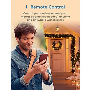 meross Smart Outdoor Plug, Waterproof WiFi Outdoor Outlet, Compatible with Apple HomeKit, Amazon Alexa, Google Assistant and SmartThings, Remote Control, Timer, FCC and ETL Certified