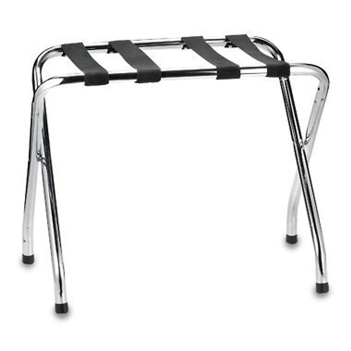 USTECH X-Shape Single Tier Foldable Sturdy Luggage Rack with Nylon Straps & Rubber Feet for Added Stability | Metal Stand Shoe Rack for Guest Room Storage | Perfect for Small Spaces
