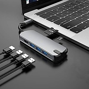 Leya-US Spare Part T1906 6 in 1 Multi-Function Type-C/USB-C HUB Expansion Dock (Color : Grey)
