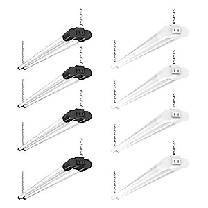 BBOUNDER 8 Pack Linkable LED Utility Shop Light, 4 FT, 4000 LM, 48 Inch Integrated Fixture for Garage, 40W Equivalent 250W, 5000K Daylight, Surface + Suspension Mount