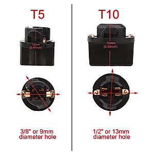 ALOPEE T10 Twist Lock Socket 194 168 Wedge Base Holder for W5W 2825 Auto Dashboard Instrument Panel Gauge Cluster Light Door Light Bulbs Holder DC 12V, Pack of 15
