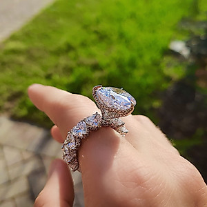 Heart shaped 5K Cubic Zirconia Engagement Handmade Ring. Luxury Quality Fashion Diamond-like Solitaire Ring. Amulet Talisman Good Luck ring