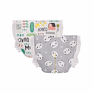 The Honest Company Clean Conscious Diapers | Plant-Based, Sustainable | Pandas + Barnyard Babies | Super Club Box, Size 2 (12-18 lbs), 152 Count