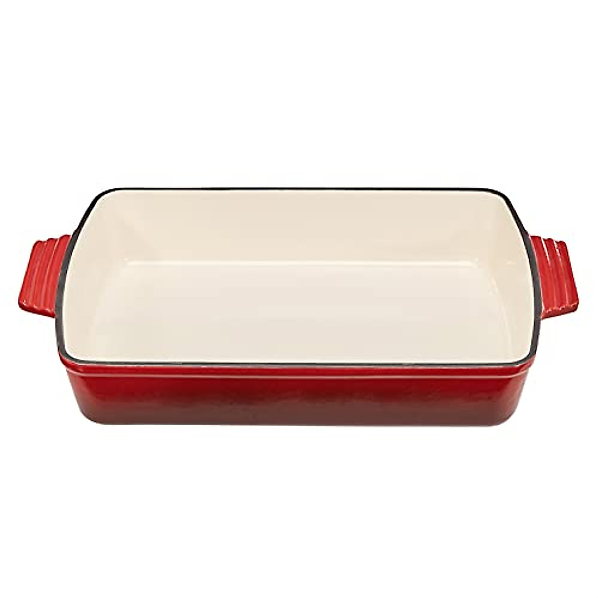 AmazonCommercial Enameled Cast Iron 13-Inch Roasting/Lasagna Pan, Red
