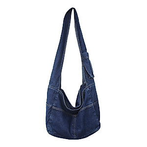 LUI SUI Denim Hobo Bags for Women Retro Jean Shoulder Bag Casual Jean Tote Handbags Vintage Satchel Bags for Teen Girls