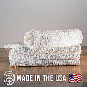 Country Cottons Old Fashion 100% Cotton Dishcloths - Set of 4 Mixed Colors - 4 Natural -11" x 11"