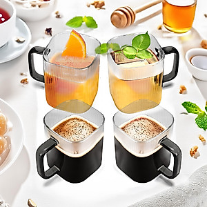 Wtrgas 6 Packs Simple Glass Coffee Mugs with Handle, 17 oz Clear Coffee Cups for Home, Cafe, Coffee Bar