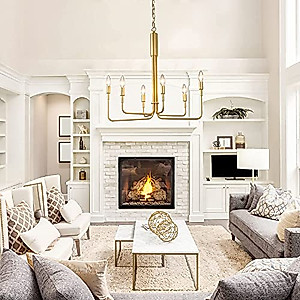 KSANA Gold Chandelier, 6-Lights Modern Chandeliers for Dining Rooms, Living Room, Bedroom, Kitchen, Brushed Gold Finish